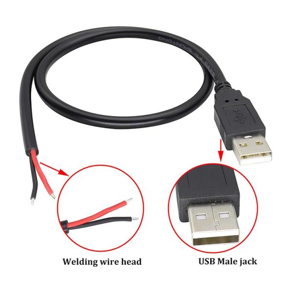 Quality 5V USB to Open Stripped Tinned Bare Wires End Pigtail Power Charger Cable for for sale