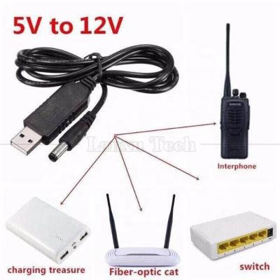 China Multi Function 5V USB to 12V 9V DC 5.5x2.1mm Boost Set Up Power Converter USB Cable for Wifi Router Speaker Lamp for sale