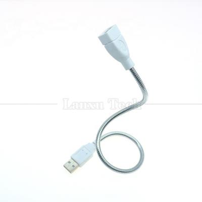 China Flexible Metal Stainless Hose Male to Female USB Charging Extension Adapter Cable for Led Light Fan for sale