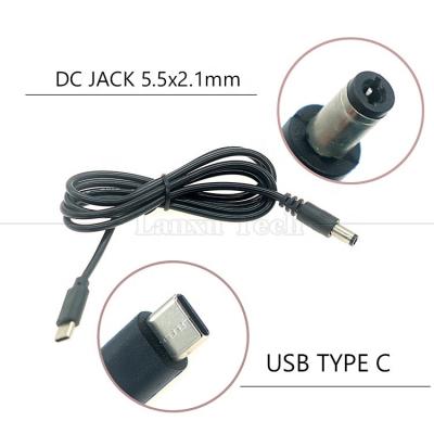 Cina Carica 3A 9V 12V 15V 20V USB Tipo C a DC 5.5x2.1mm Jack Adapter Converter Cable per Wifi Router Modem Projector Camera in vendita