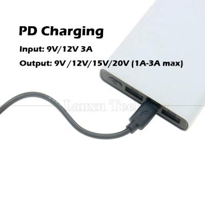 Cina Carica 3A 9V 12V 15V 20V USB Tipo C a DC 5.5x2.1mm Jack Adapter Converter Cable per Wifi Router Modem Projector Camera in vendita