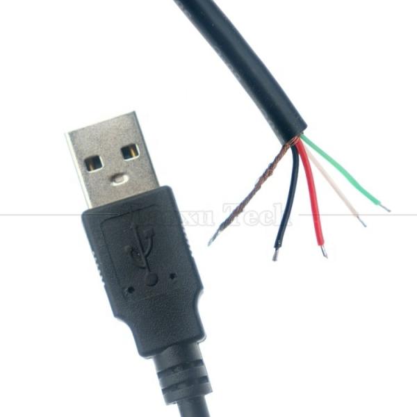 Quality Custom Shield USB 2.0 A Male to Stripped Wires Open End Pigtail Cable for sale