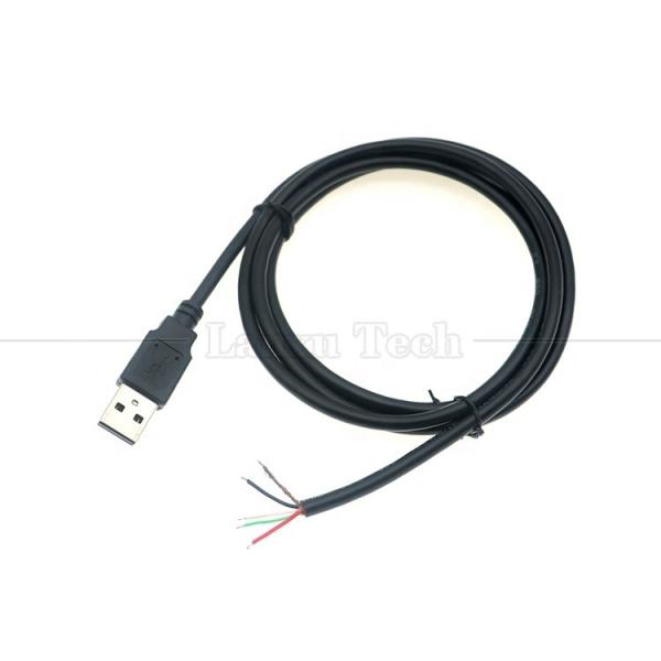 Quality Custom Shield USB 2.0 A Male to Stripped Wires Open End Pigtail Cable for sale
