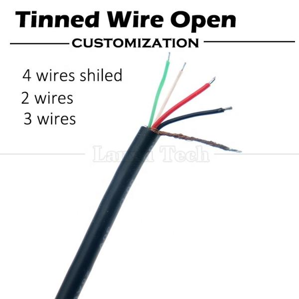 Quality Custom Shield USB 2.0 A Male to Stripped Wires Open End Pigtail Cable for sale