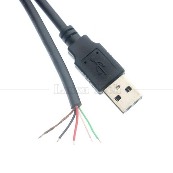 Quality Custom Shield USB 2.0 A Male to Stripped Wires Open End Pigtail Cable for sale