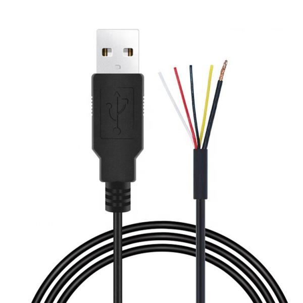 Quality USB 2.0 A Male to Open Stripped 2 Tinned Soldering Bare Wire End Pigtail Cable for sale