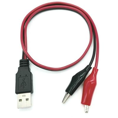 China Crocodile Clamps Alligator Clip to USB A Male Test Wire Adapter Cable for Testing Circuit for sale