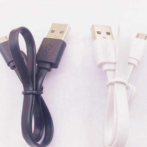 Quality Short Black White Noodle Flat Micro V8 to USB Cable for sale