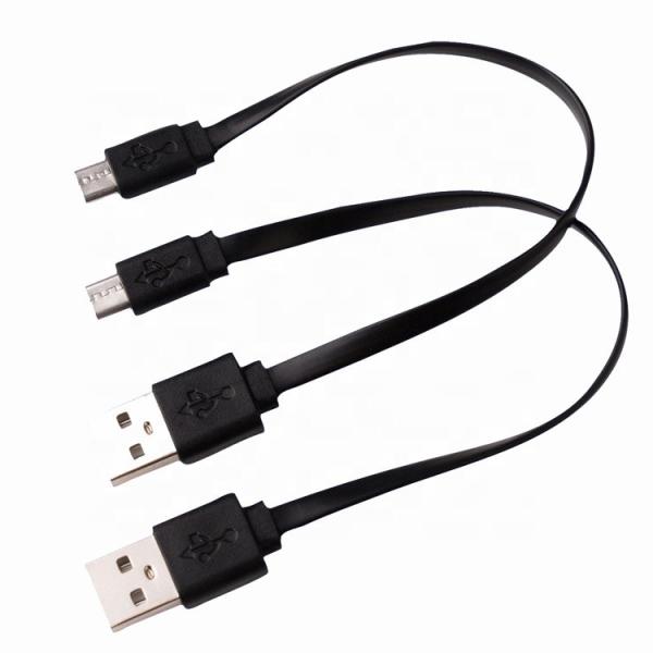 Quality Short Black White Noodle Flat Micro V8 to USB Cable for sale