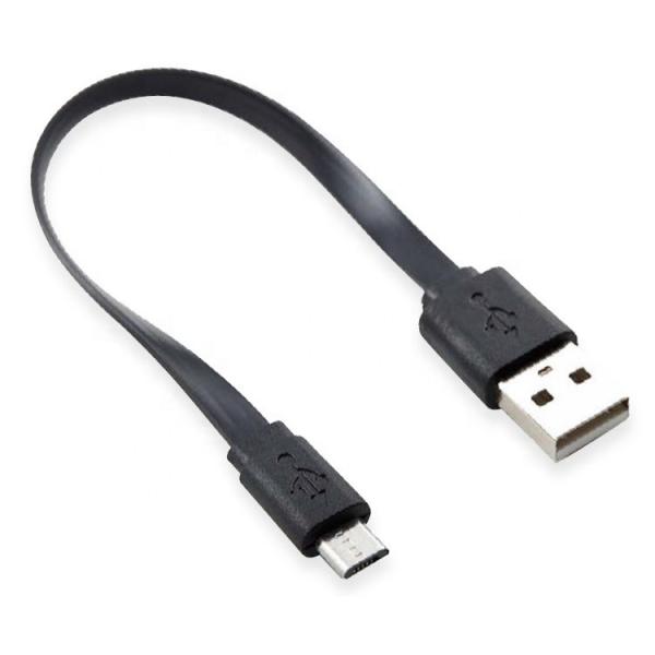 Quality Short Black White Noodle Flat Micro V8 to USB Cable for sale