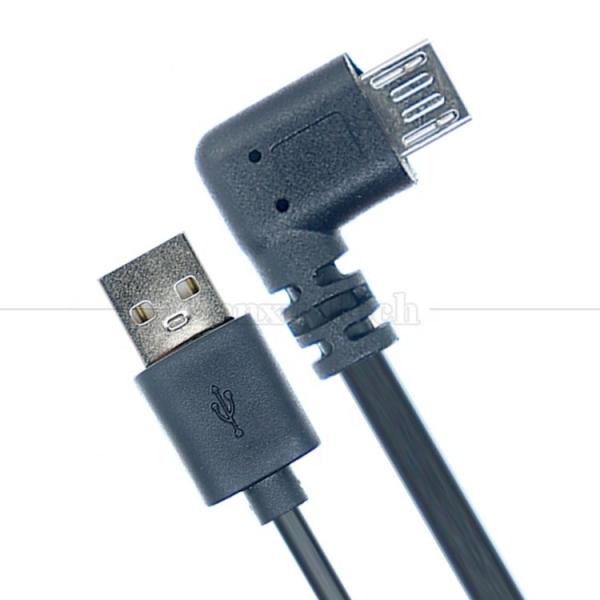 Quality 0.5M 1M 2M  Data Charging Right Angle Micro to USB Charger Cable for Phone Tablet GPS for sale