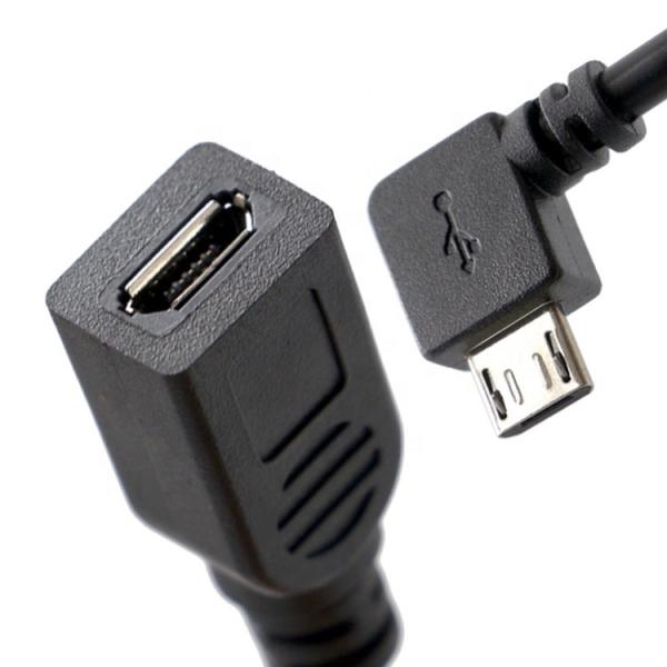 Quality 90 Degree Left Right Up Down Angle Male to Female Micro B USB 2.0 Extension for sale