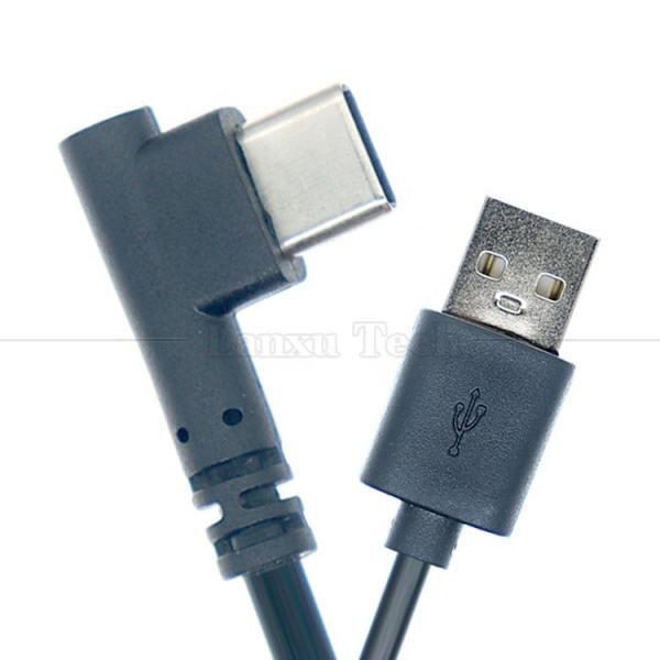Quality High Quality 1M 2M 3M 5M Data Charger 90 Degree USB A to Type C Angle Cable for Phone Tablet Camera for sale