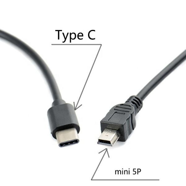 Quality Data Charging USB Type C to Mini B 5 Pin USB OTG Cable for Camera for sale
