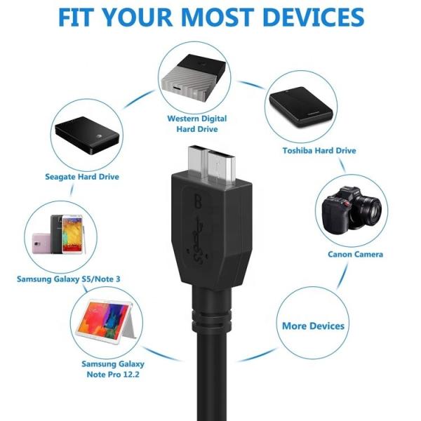 Quality High Speed 5gbps Data Charging USB 3.0 Micro B Cable for SDD HDD Hard Disk for sale