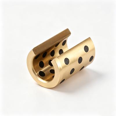 China LM-OP Split Graphite Copper Bushing Solid Inlaid Graphite Self-lubricating Linear Guide Bushing for sale