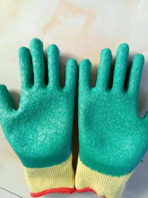 China 10G Cotton knitted gloves with latex coated crinkle,protective work glove,glove,gloves,protected glove,coated,dipped for sale