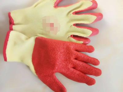 China 10G Cotton knitted gloves with latex coated crinkle,protective work glove,glove,gloves,protected glove,coated,dipped for sale