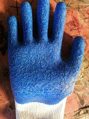 China 10G Cotton knitted gloves with latex coated crinkle,protective work glove,glove,gloves,protected glove,coated,dipped for sale