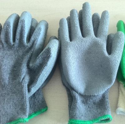 China 10G 10s Cotton knitted gloves with latex coated crinkle,protective work glove,glove,gloves,protected glove,dipped glove for sale