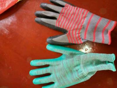 China 13g Polyester Printed & Yd Gloves Latex Coated Crinkle,Protective Work Glove,Protected Glove,Coated,Dipped for sale