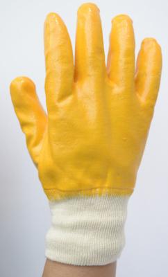 China Cotton Jersey Liner Glove,yellow Nitrile Fully Coated Smooth,KNIT WRIST,Protective Work Glove, for sale