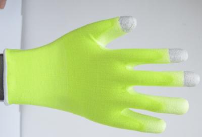 China Screentouch Glove,13G polyester glove with copper fingertips,PU coated,safety gloves,protective work glove for sale