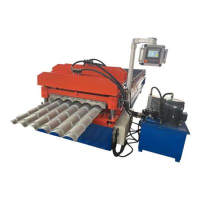 China Automatic thickness 0.3-0.8mm metal Glazed Tile Roll Forming Machine hydraulic forming machine for sale
