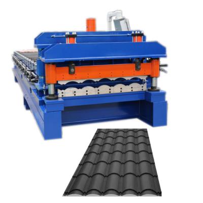 China 0.3-0.8 mm Color Coated Steel Metal Glazed Roof Tile Panel Making Roll Forming Machine for sale