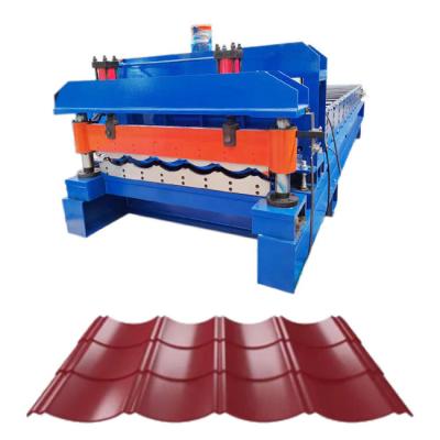 China New Design Metal Glazed Tile Roll Forming Machine For 0.3-0.8mm Bamboo Color Steel for sale