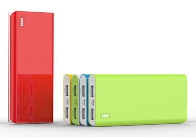 China Red OEM / ODM Portable Power Source Dual USB port Polymer Mobile Power Bank 10000 mAh 3A for sale