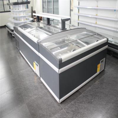 Китай Замораживатель шкафа острова комбинации замораживателя супермаркета для продукта моря мороженого продается