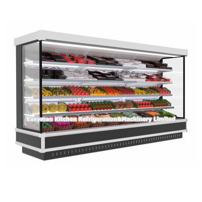China Supermarket Commercial Open Display Fridge Multi-deck Upright Air Curtain Open Beverage Display Chiller for sale