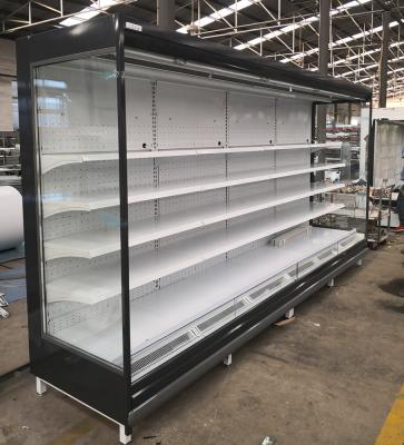 China Supermarket Commercial Open Display Fridge Multi-deck Upright Air Curtain Open Beverage Display Chiller for sale