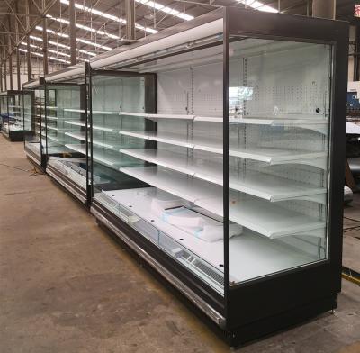 China Supermarket Commercial Open Display Fridge Multi-deck Upright Air Curtain Open Beverage Display Chiller for sale