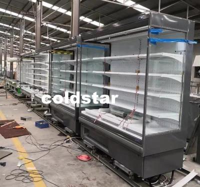 China Supermarket Showcase Refrigerators Large Beverage Coolers Fruits Open Front Display Fridge for sale