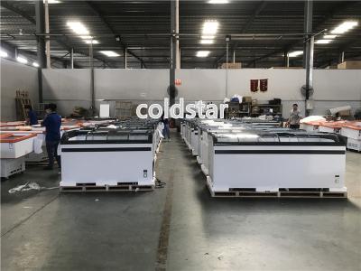 Cina Grande congelatore di vetro del petto della porta curvo capacità commerciale in vendita