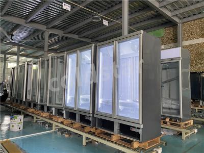 China Commerciële Drievoudige Glasdiepvriezer 4 Ijskast van de Deuren de Rechte Vertoning Te koop