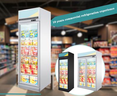 Cina Congelatore di vetro verticale delle porte dell'attrezzatura di refrigerazione del supermercato 400L con il sistema di raffreddamento del fan in vendita