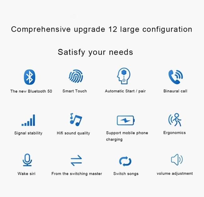 Binaural Tws Headphone Waterproof Earbuds Headphones Tws Touch Control Wireless Bluetooth Earphones Mini Earbuds 2600mAh Charging Box Earpieces