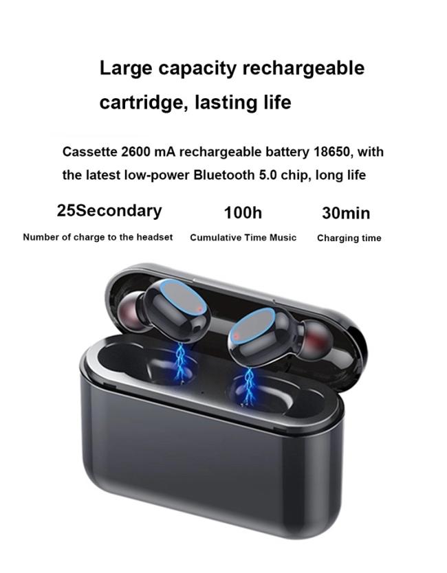 Binaural Tws Headphone Waterproof Earbuds Headphones Tws Touch Control Wireless Bluetooth Earphones Mini Earbuds 2600mAh Charging Box Earpieces