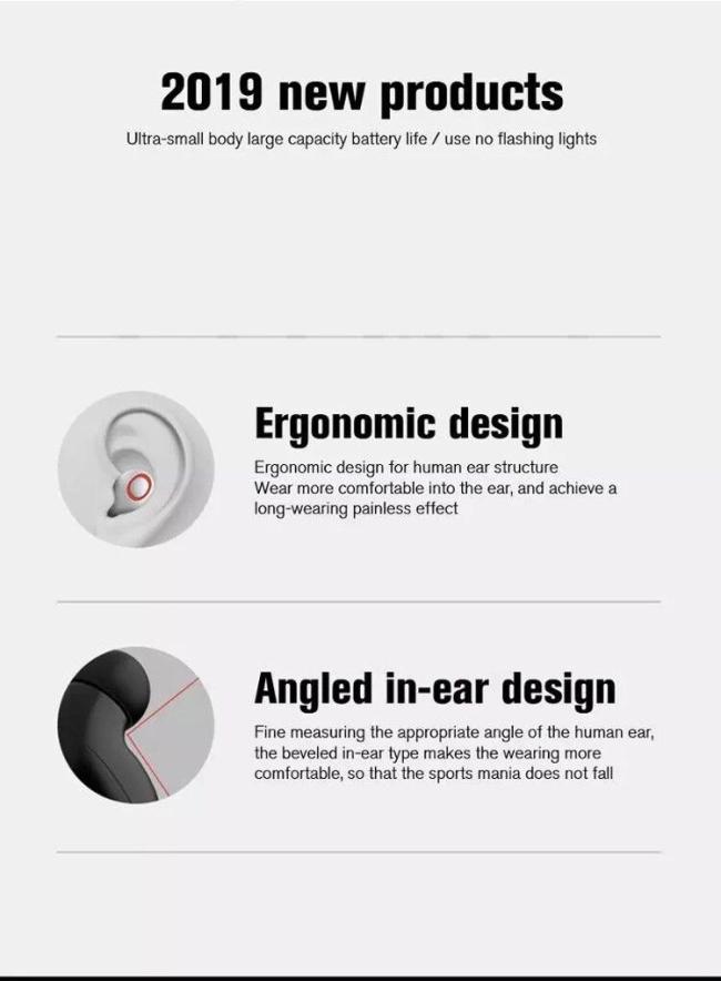 Bluetooth Earpieces Tws Mini Earpieces Wireless in Ear Earbuds Sans Fil Handsfree Bluetooth Headsets (with 2500mAh Power Bank charging case)