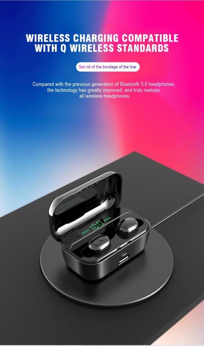 Tws Bluetooth Earpieces with Wireless Charging LED Digital Display Earphones Mini in Ear Earbuds Headphone with Mic