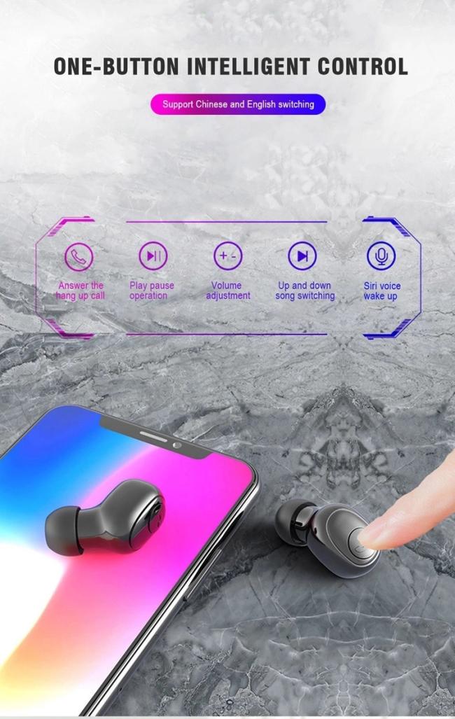 Tws Bluetooth Earpieces with Wireless Charging LED Digital Display Earphones Mini in Ear Earbuds Headphone with Mic