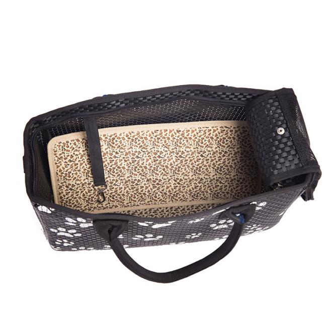 Paws Printing Leather Knitting Dog Carriers Pet Products Shoulder Bag