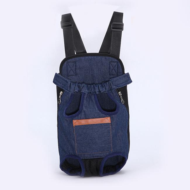 Fashion Jeans Pet Carrier Pocket Mesh Outdoor Dog Front Bag