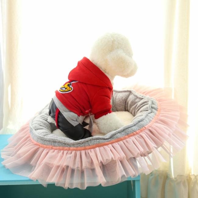 Coral Velvet Dog Soft Pads Pet Lace Princess Cute Bed