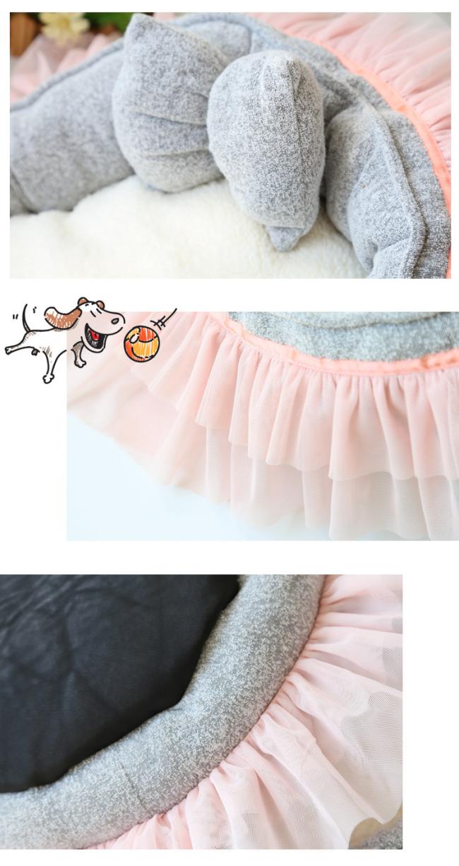 Coral Velvet Dog Soft Pads Pet Lace Princess Cute Bed