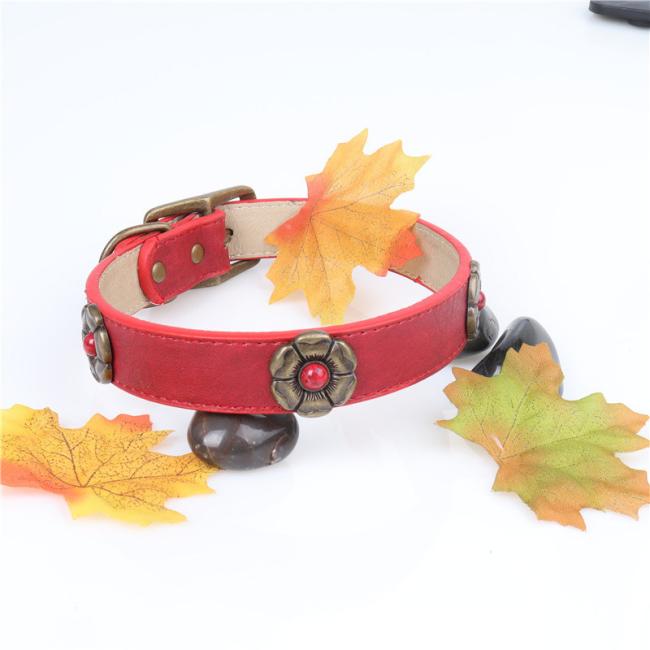 Fashion Dog Collars PU Leash Cute Flower Pet Supply
