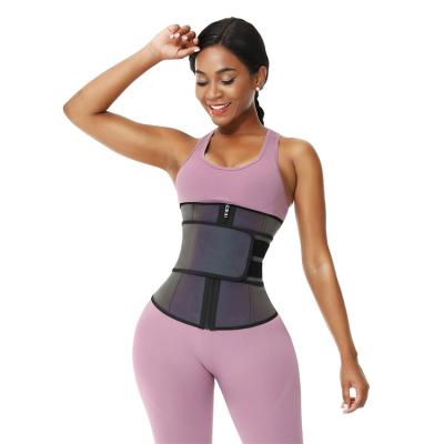 China Plus Size Waist Trainer Reflective Latex Double Belt Slimming Belts with Steel Bone for sale
